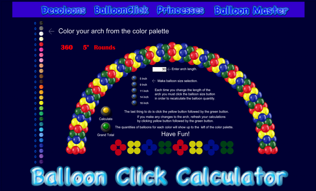 BalloonClick.com | Balloon Arch Calculator